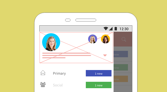 Free Wireframe Template for Gmail Menu