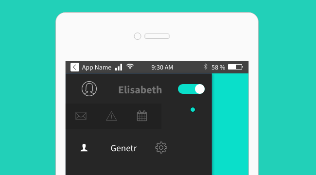 Free Wireframe Template for Slide Menu for Social Media App