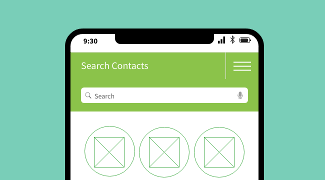 Free Wireframe Template for Contacts Grid View for IphoneX