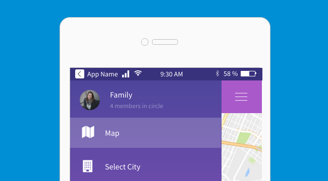 Free Wireframe Template for Map App - Slide Menu