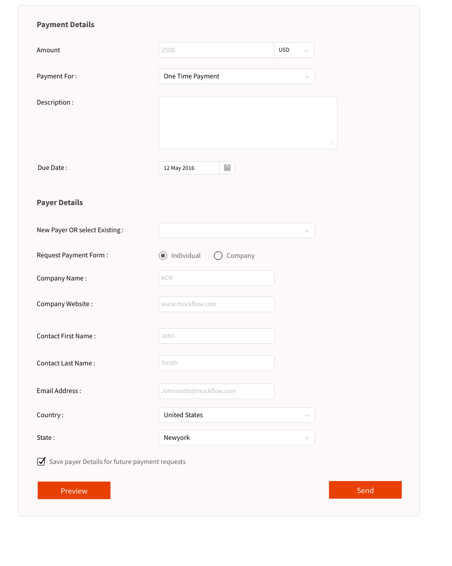 Free Wireframe Template for Payment form 1