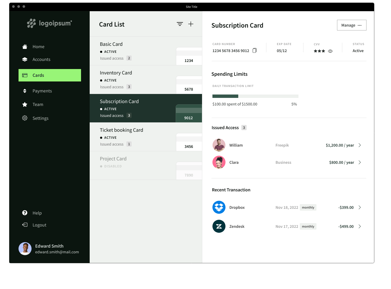 Free Wireframe Template for Bill payment accounting software