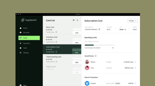 Free Wireframe Template for Bill payment accounting software