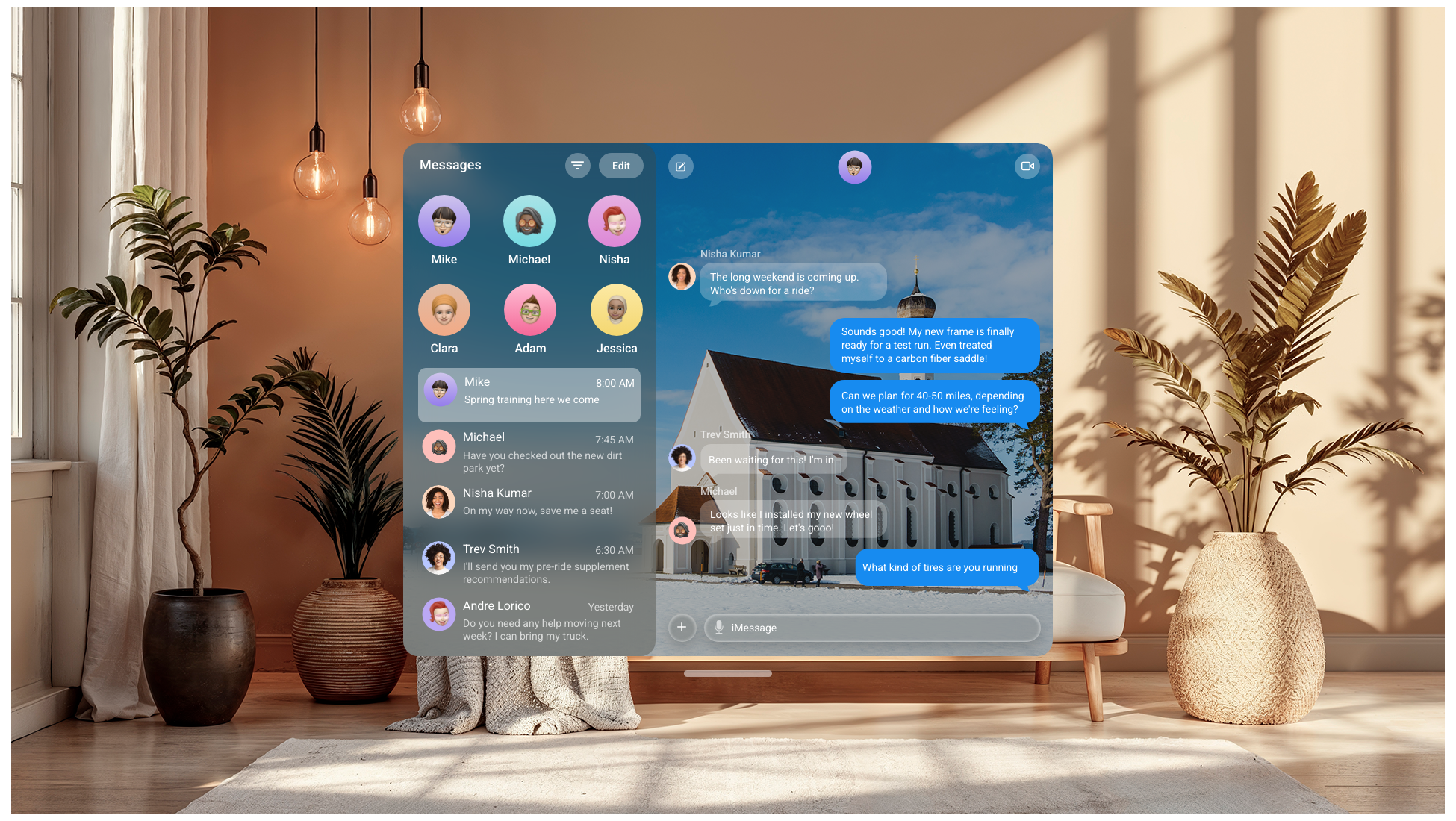 Free Wireframe Template for visionOS 26 - Messages UI