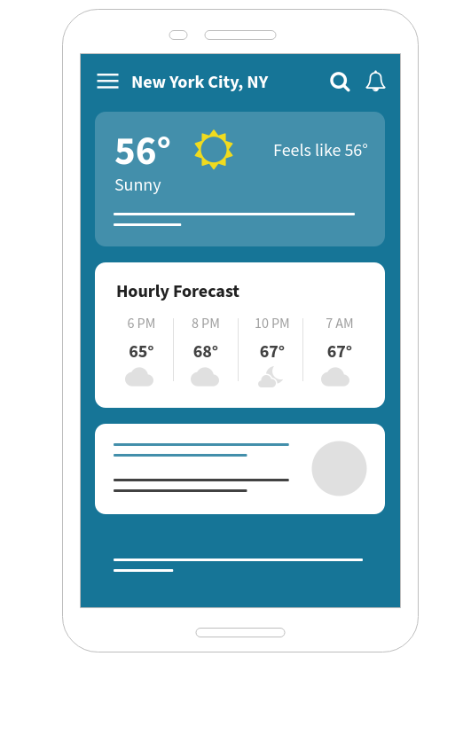 Free Wireframe Template for Weather app