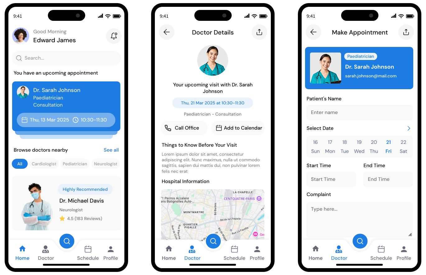 Free Wireframe Template for Medical mobile app for iPhone