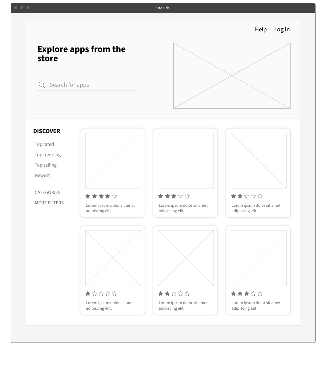 Free Wireframe Template for Marketplace UI - Dashboard