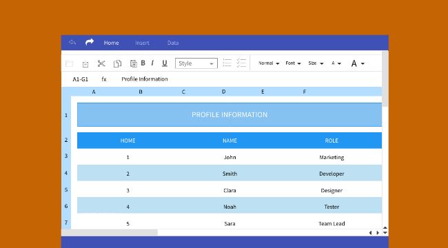 Free Wireframe Template for Kendo UI - Spreadsheet