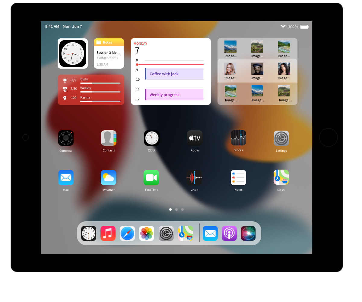 Free Wireframe Template for iPad OS 15 - Launch pad