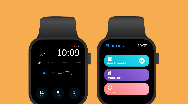Free Wireframe Template for Apple watchOS 7 app