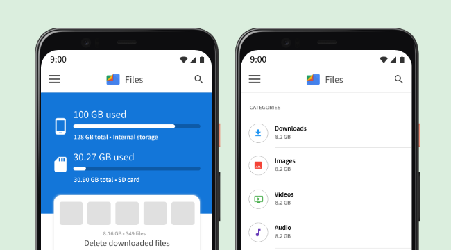 Free Wireframe Template for Android 11 - File manager app