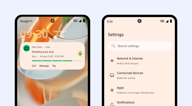 Free Wireframe Template for Lock screen & settings - Android 16