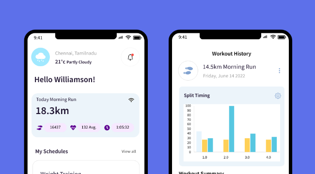 Free Wireframe Template for Fitness tracking app 2