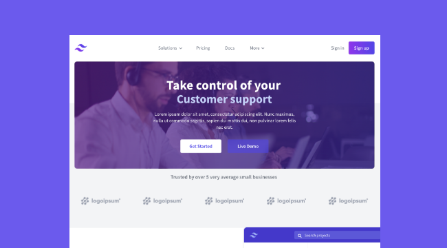 Free Wireframe Template for Tailwind 3 customer support
