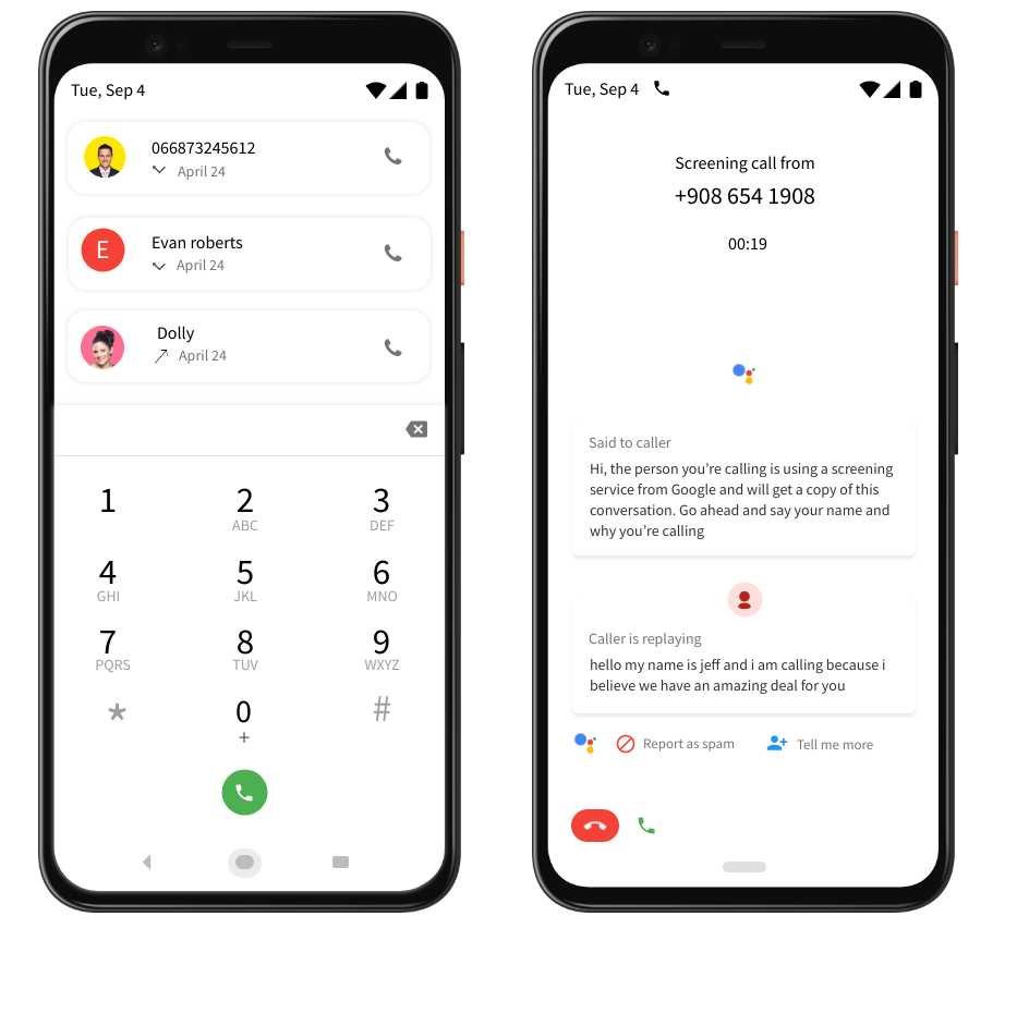 Free Wireframe Template for Android 11 - Call app