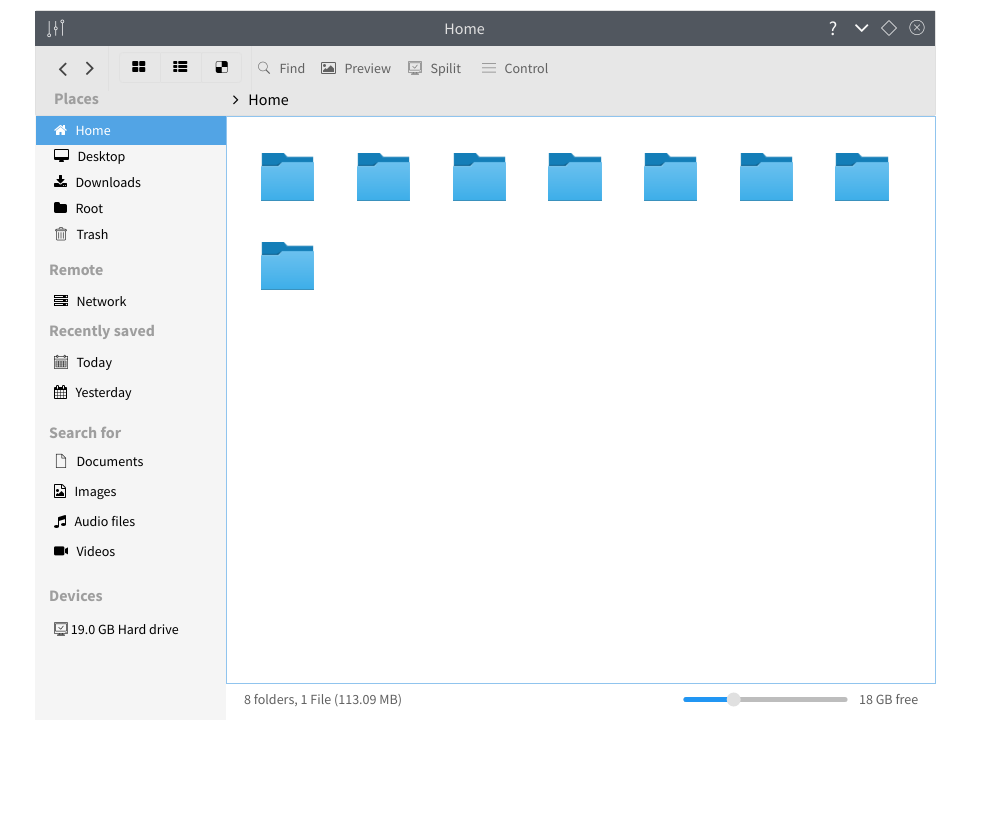 Free Wireframe Template for KDE UI - Folder listing