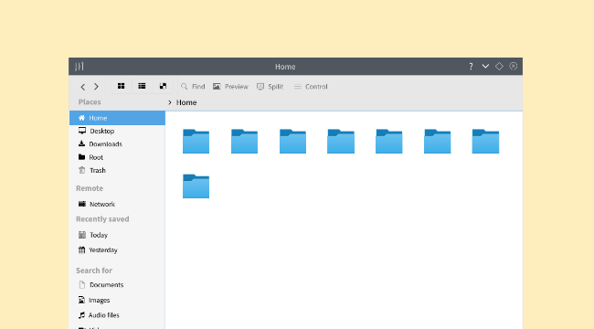 Free Wireframe Template for KDE UI - Folder listing