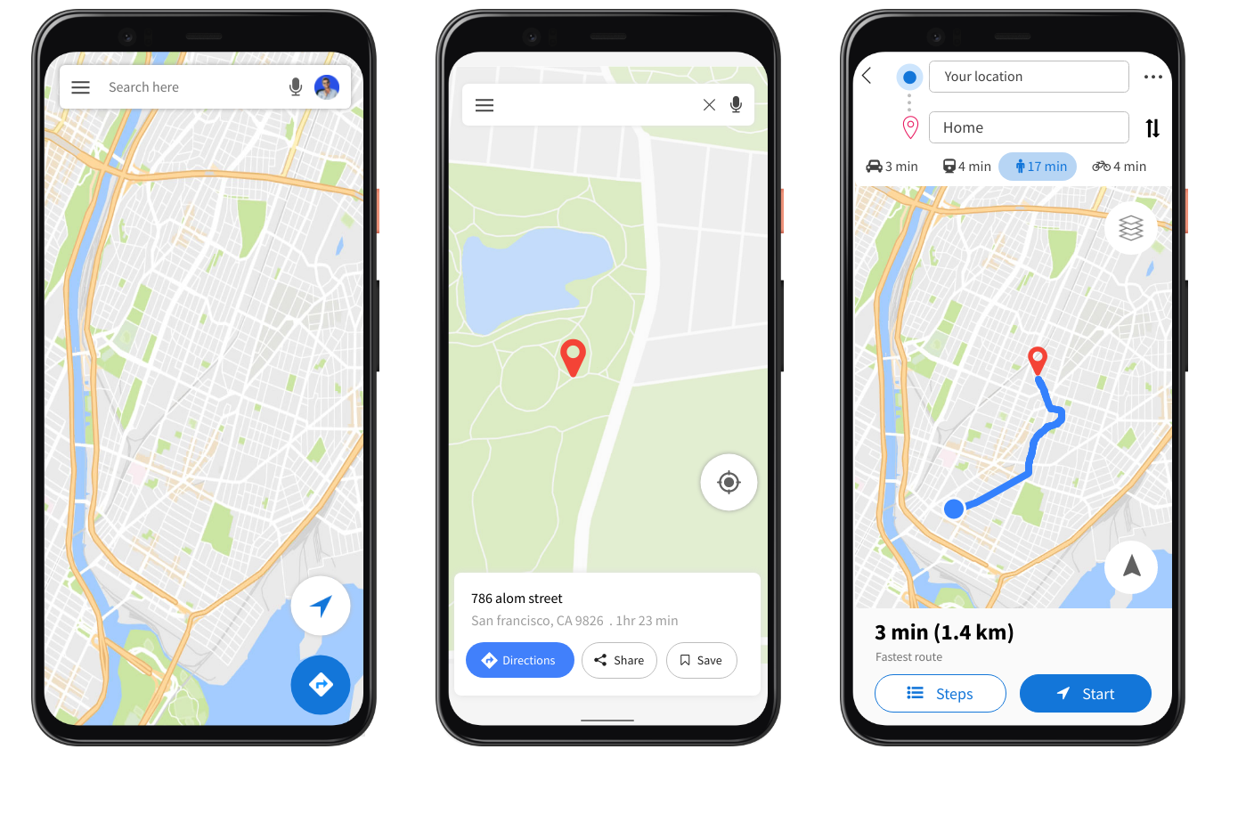 Free Wireframe Template for Android 10 - Map app