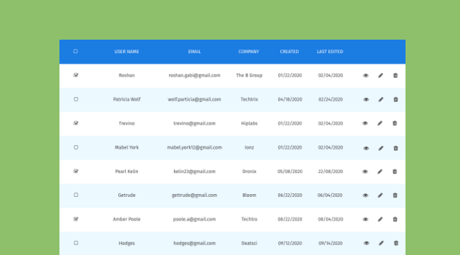 Free Wireframe Template for User datatable
