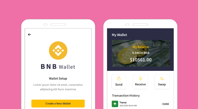 Free Wireframe Template for Crypto binance wallet