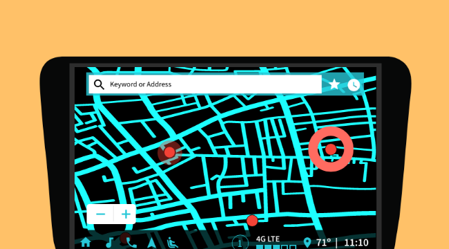 Free Wireframe Template for Sci-fi car infotainment map