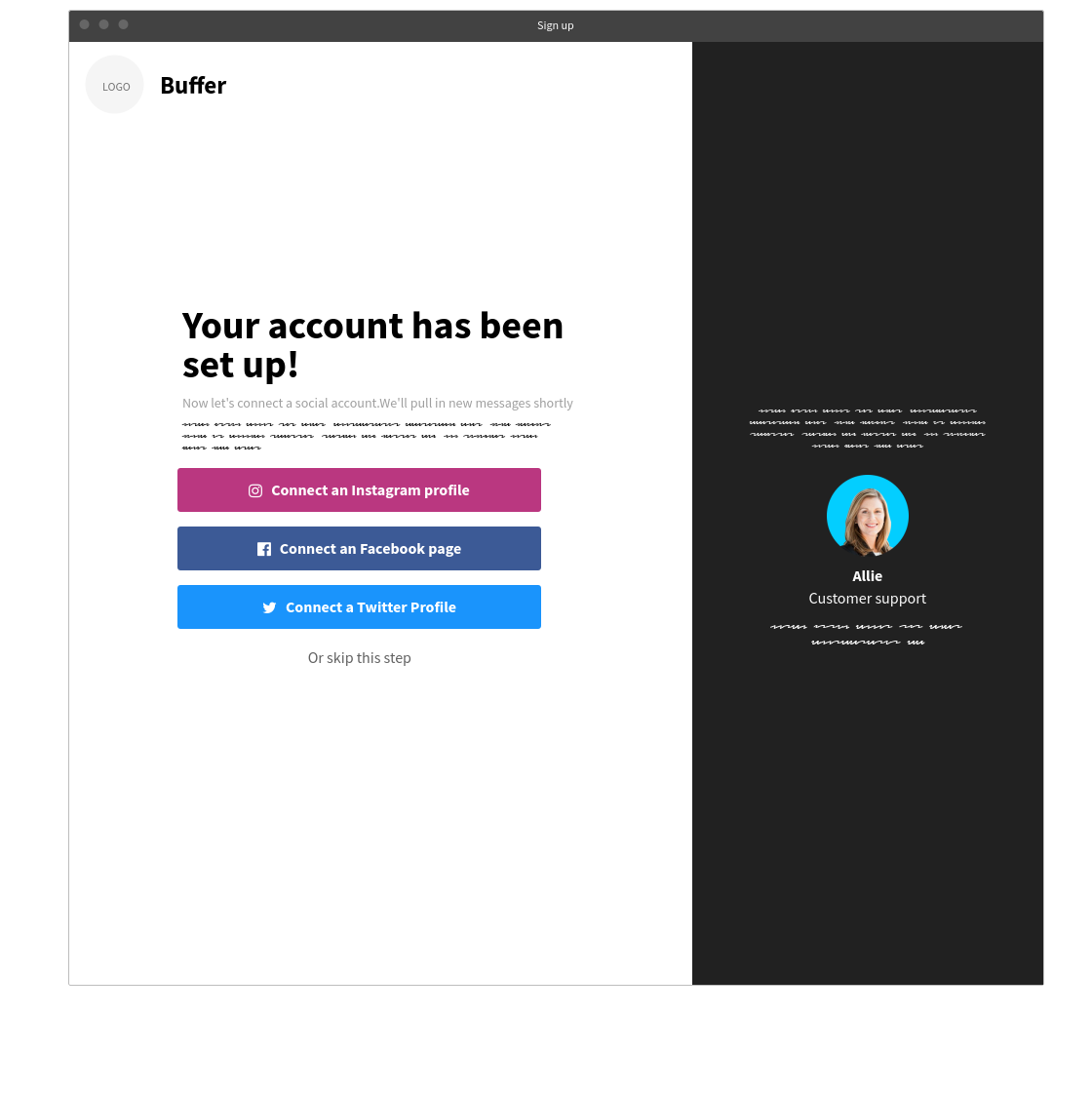 Free Wireframe Template for Sign up