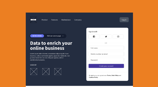 Free Wireframe Template for Tailwind online business