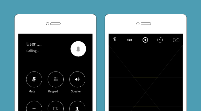 Free Wireframe Template for iPhone 11 - Call & Camera app