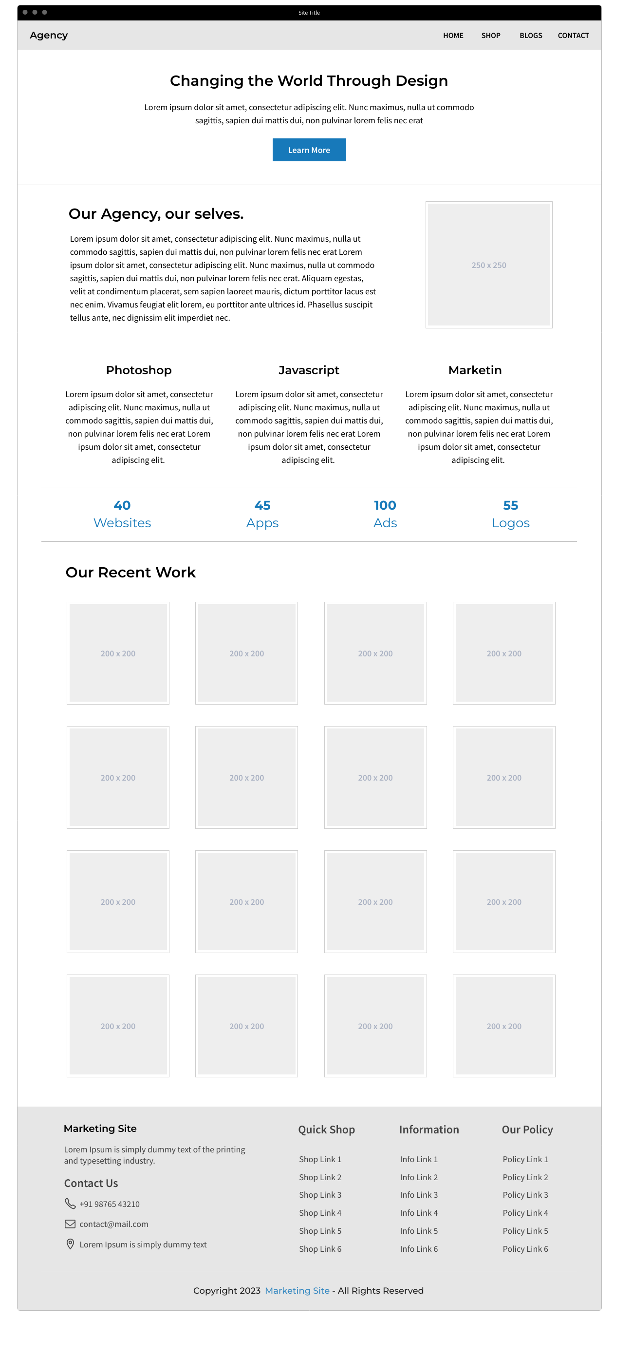 Free Wireframe Template for Foundation 6 - Agency