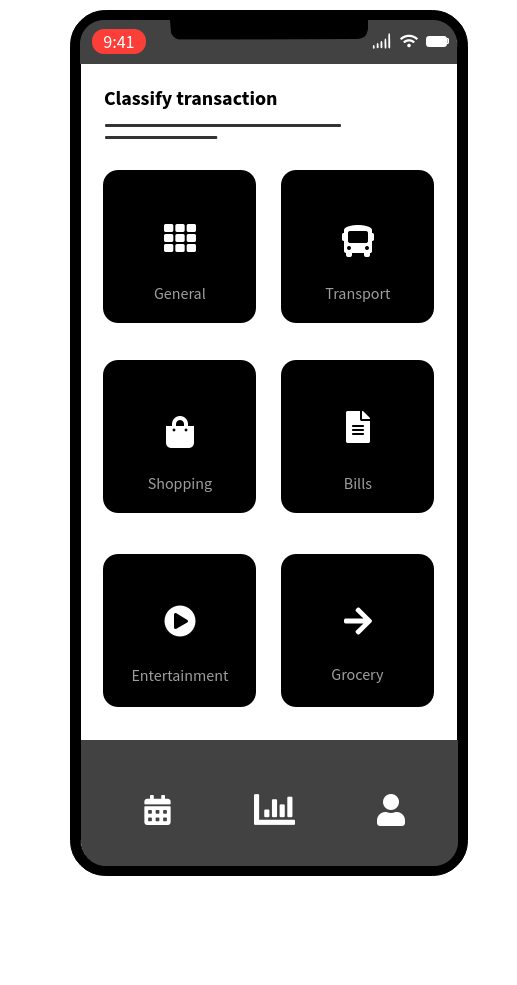 Free Wireframe Template for Transaction app