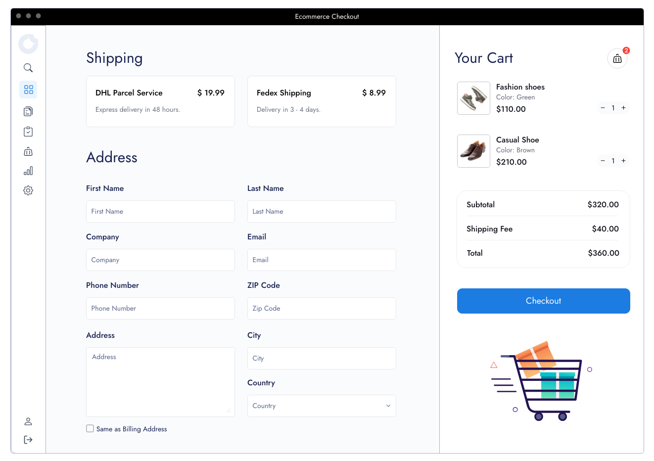 Free Wireframe Template for Ecommerce checkout