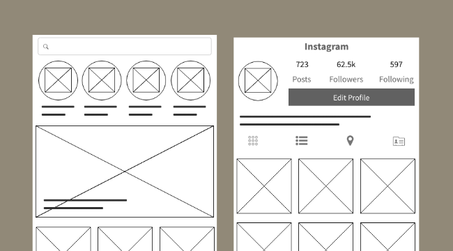 Free Wireframe Template for Image grid - Instagram mobile app