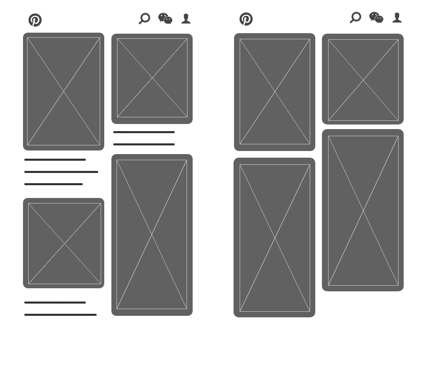 Free Wireframe Template for Image grid - pinterest mobile app