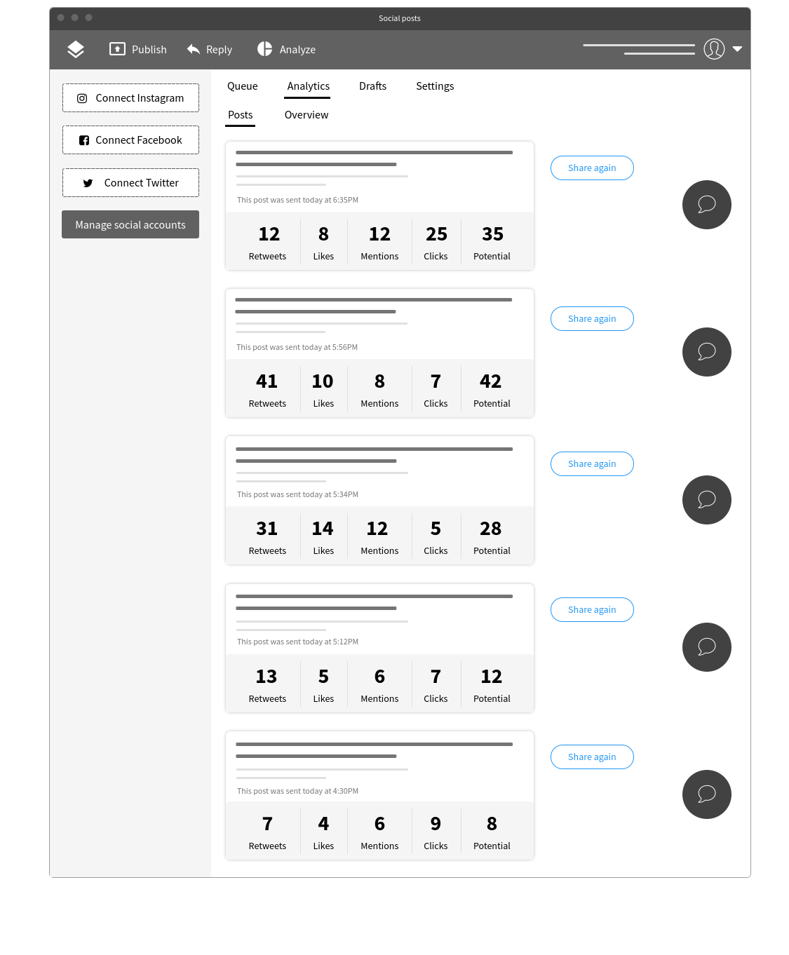 Free Wireframe Template for Social posts