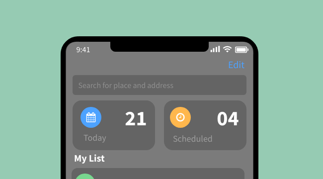 Free Wireframe Template for iPhone 13 - Map search