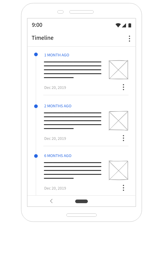 Free Wireframe Template for Timeline app
