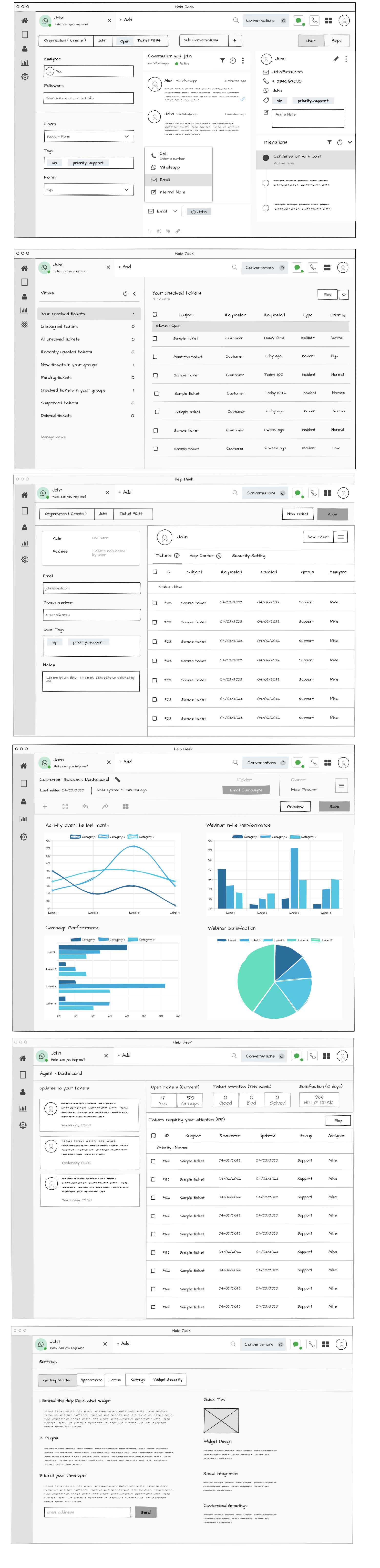 Free Wireframe Template for Help desk - Hand drawn