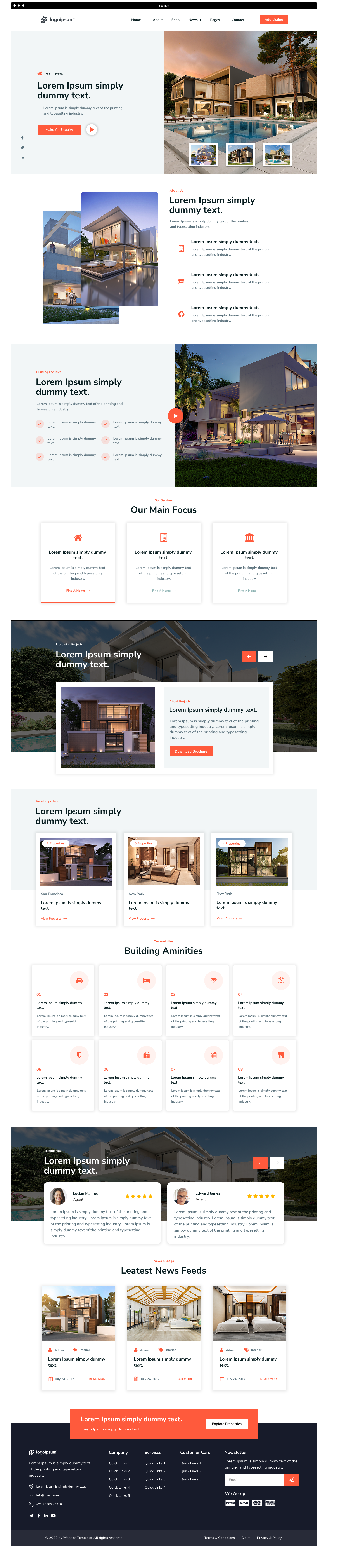 Free Wireframe Template for Real Estate Template