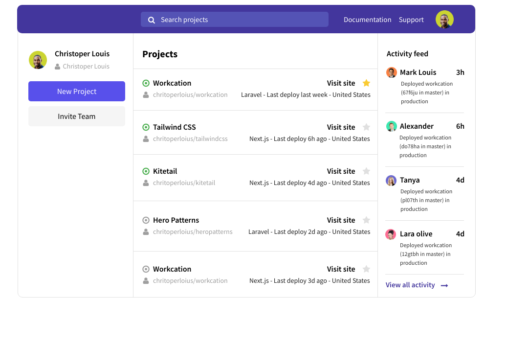 Free Wireframe Template for Tailwind team chat