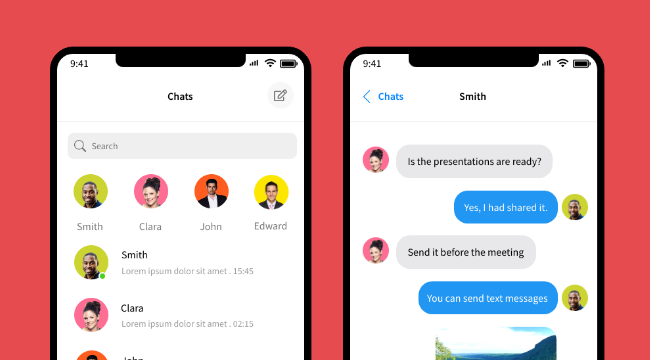 Free Wireframe Template for iPhone 15 - Messager app