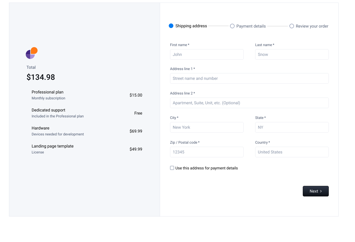 Free Wireframe Template for MUI - Checkout UI