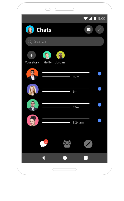 Free Wireframe Template for Chat app