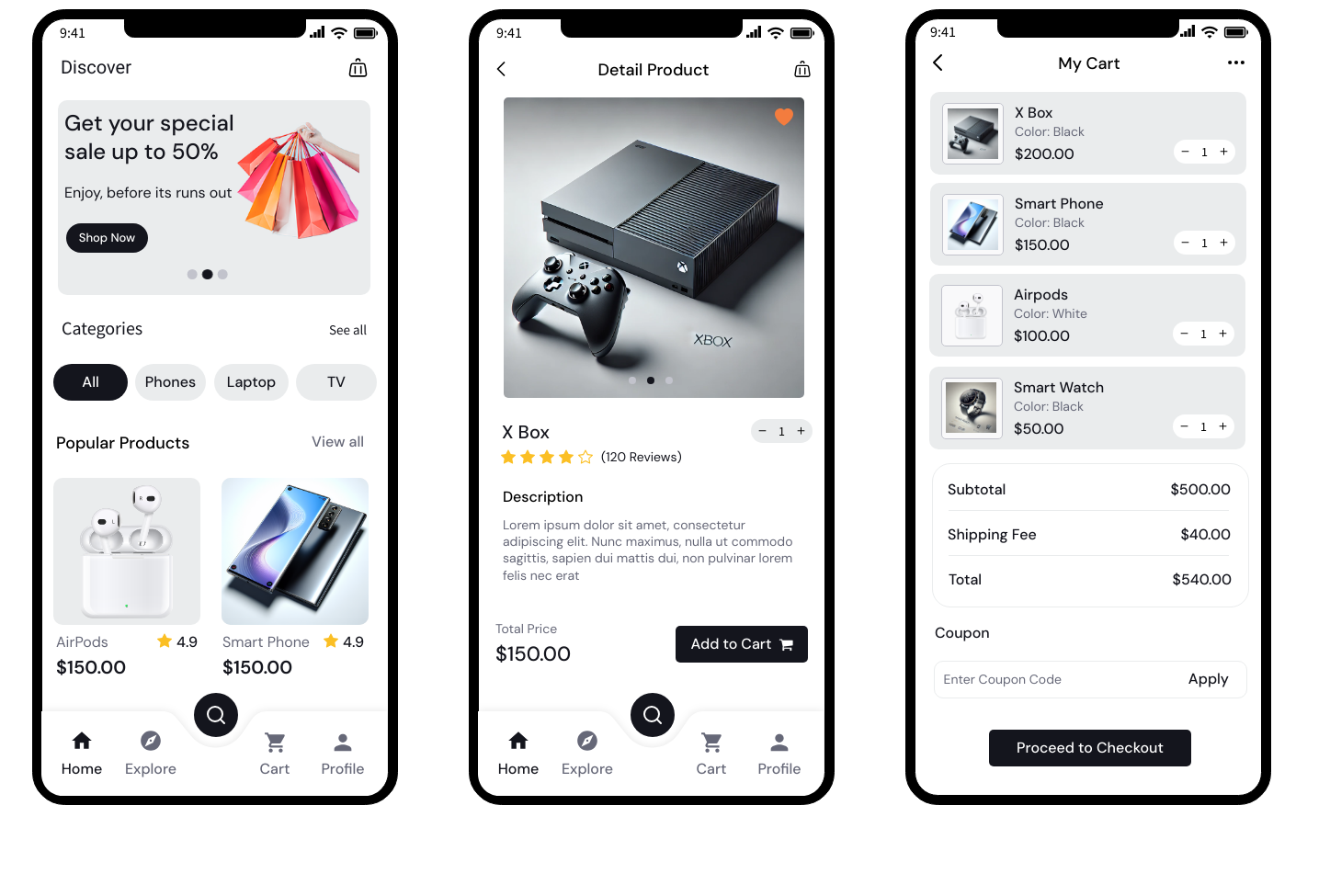 Free Wireframe Template for Ecommerce template for iPhone
