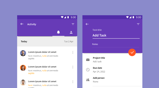 Free Wireframe Template for Material design task manager