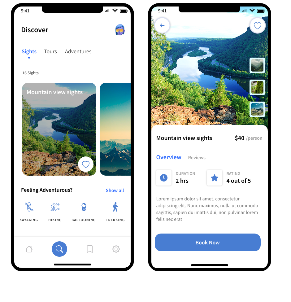 Free Wireframe Template for iPhone 15 - Travel app