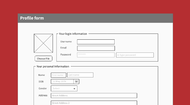 Free Wireframe Template for Profile web form templates