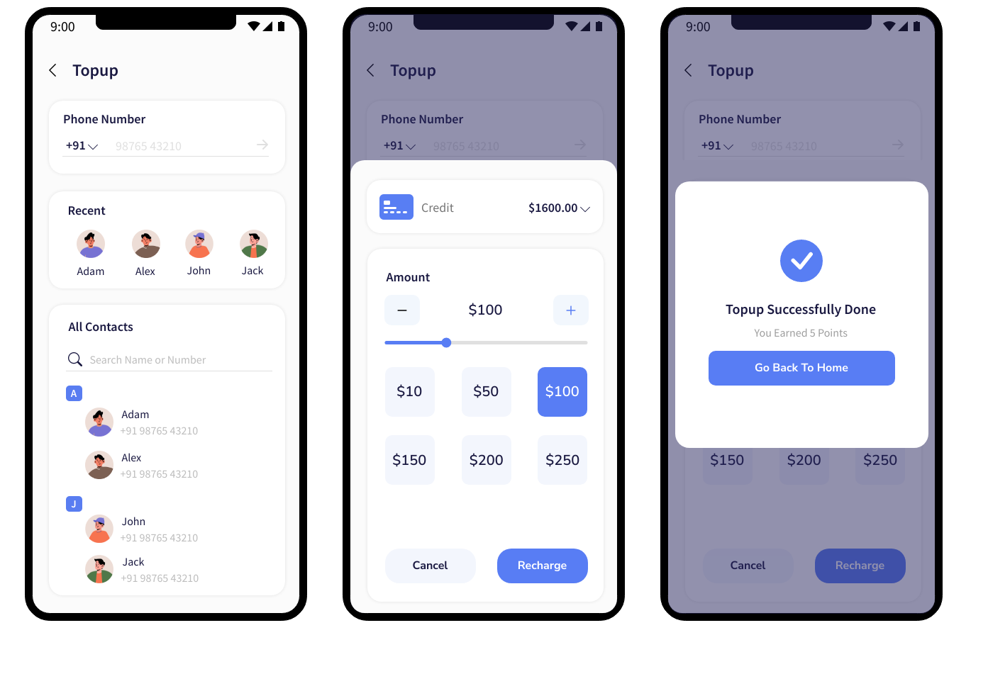Free Wireframe Template for Recharge app 2