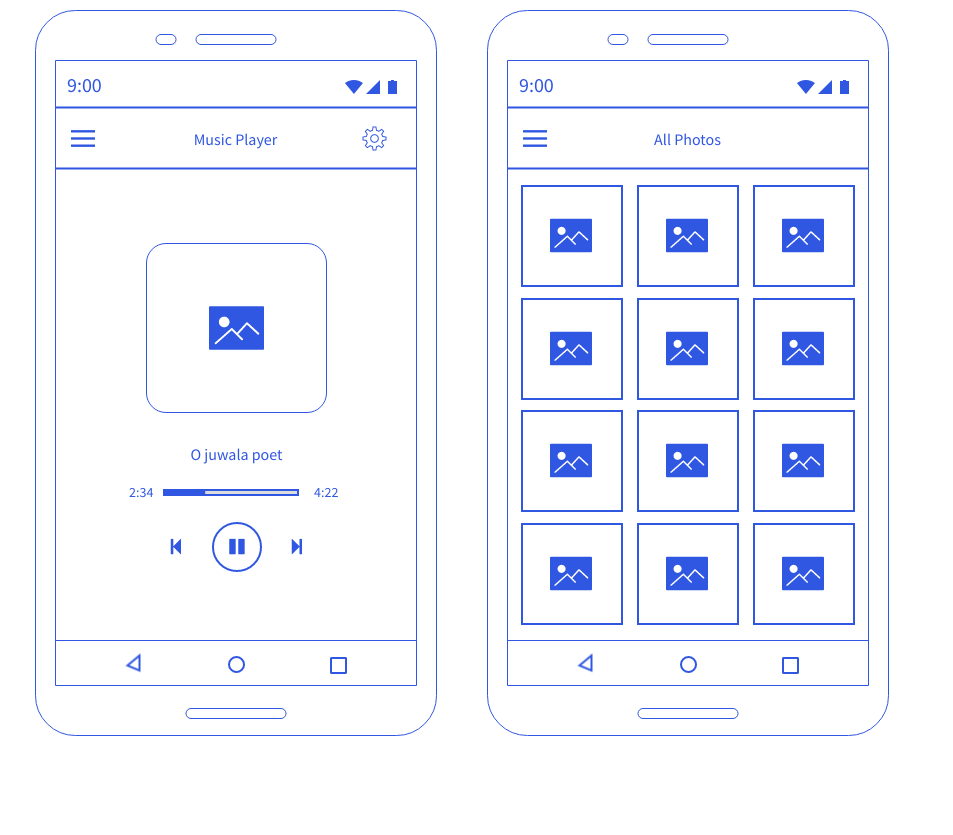 Free Wireframe Template for Blueprint - Music and Gallery