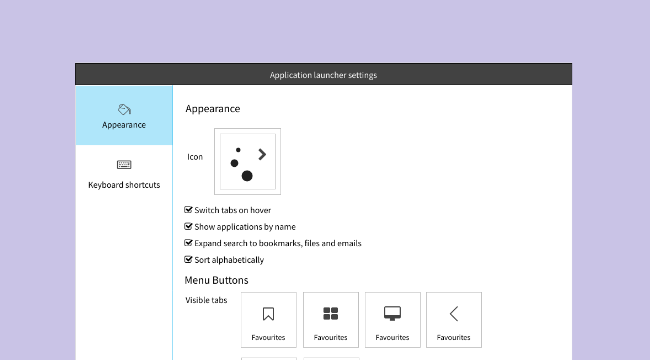 Free Wireframe Template for KDE UI - Application launcher