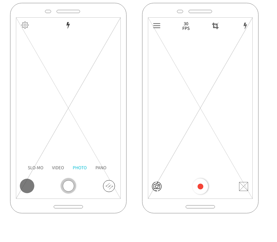 Free Wireframe Template for Android camera and video camera